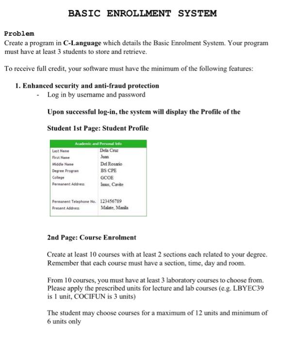 Solved Problem Create a program in C-Language which details | Chegg.com