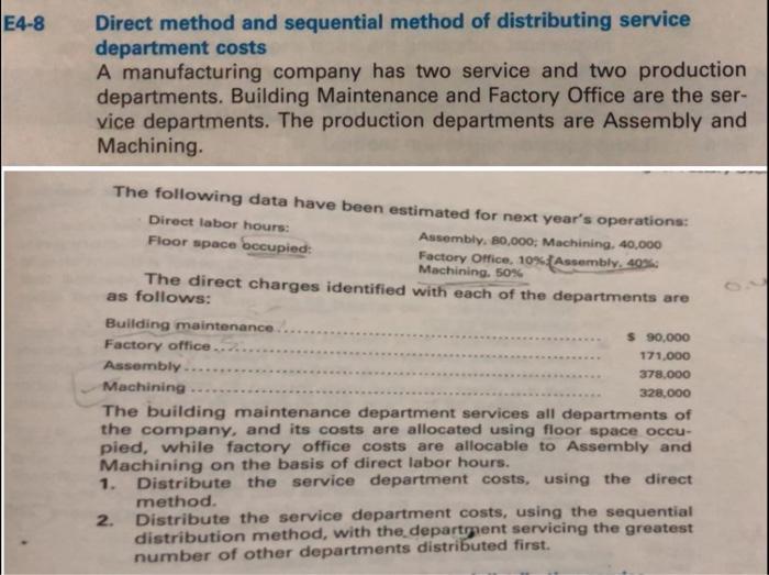 Solved E4-8 Direct method and sequential method of | Chegg.com