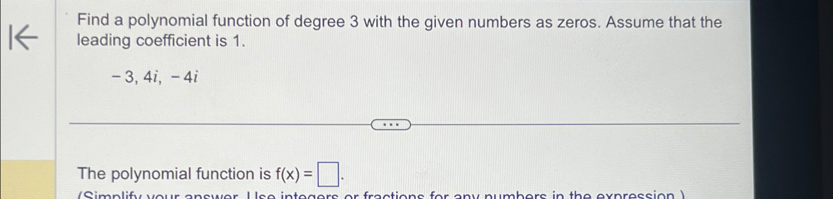 Solved Find a polynomial function of degree 3 ﻿with the | Chegg.com