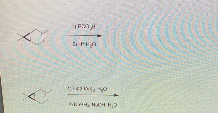 Solved 1) RCOSH 2) H+H, 1) Hg(OAc)2 H20 2) NaBH4, NaOH, H2O | Chegg.com