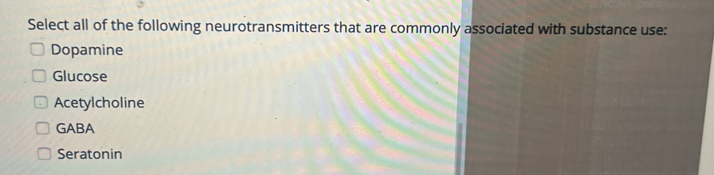 Solved Select all of the following neurotransmitters that | Chegg.com