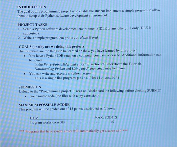Solved INTRODUCTION The goal of this programming project is | Chegg.com