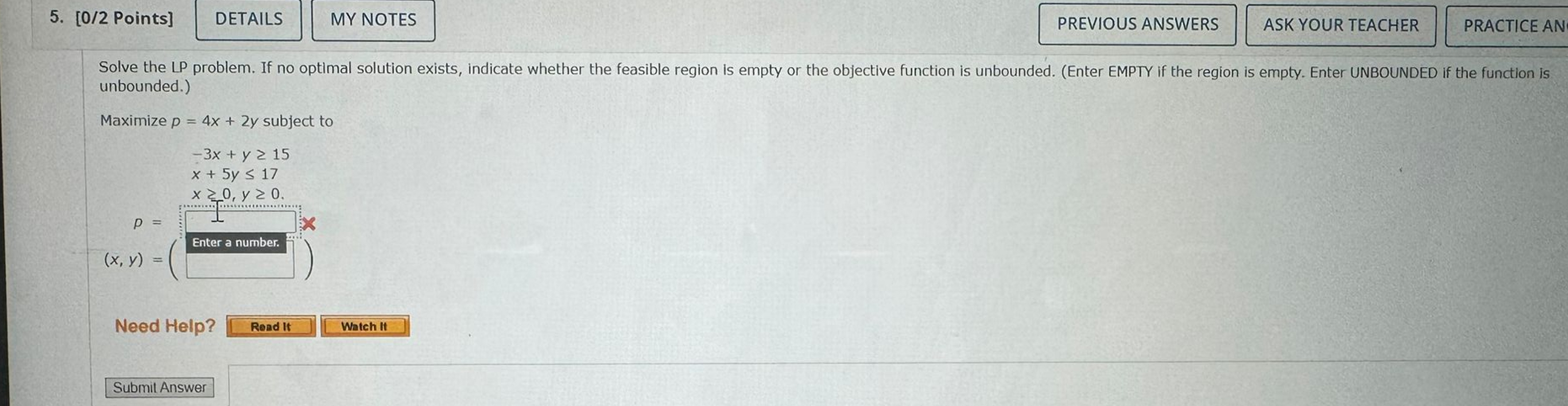 Solved Solve the LP problem. If no optimal solution exists, | Chegg.com