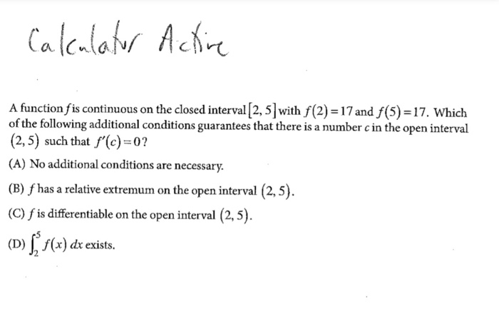 Solved Calculator Active A function fis continuous on the | Chegg.com
