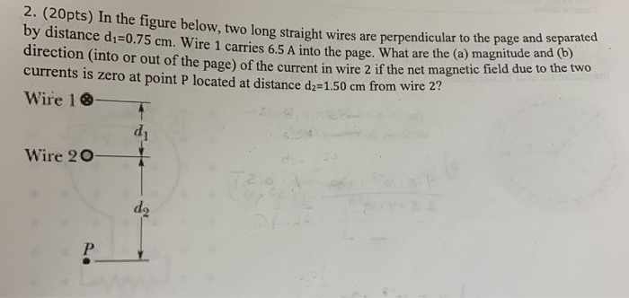 Solved 2. (20pts) In the figure below, two long straight | Chegg.com