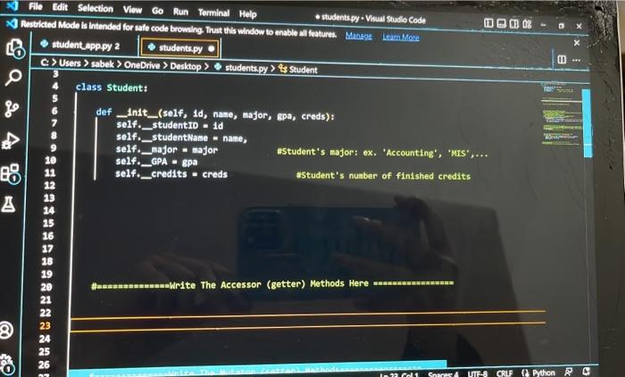 Solved You are provided with two files: students.py and | Chegg.com