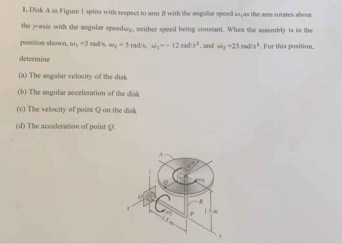 Solved 1. Disk A in Figure 1 spins with respect to arm B | Chegg.com