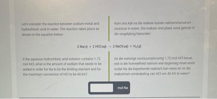 Solved Let's consider the reaction between sodium metal and | Chegg.com
