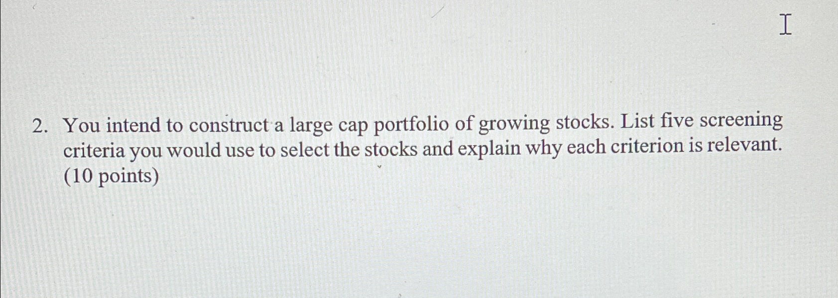 Solved You intend to construct a large cap portfolio of | Chegg.com