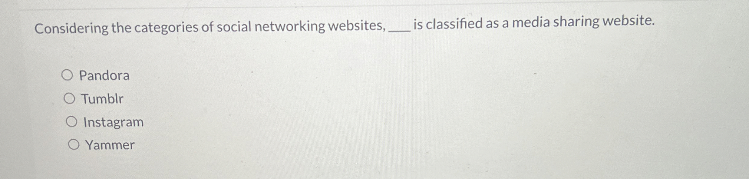 Solved Considering the categories of social networking | Chegg.com