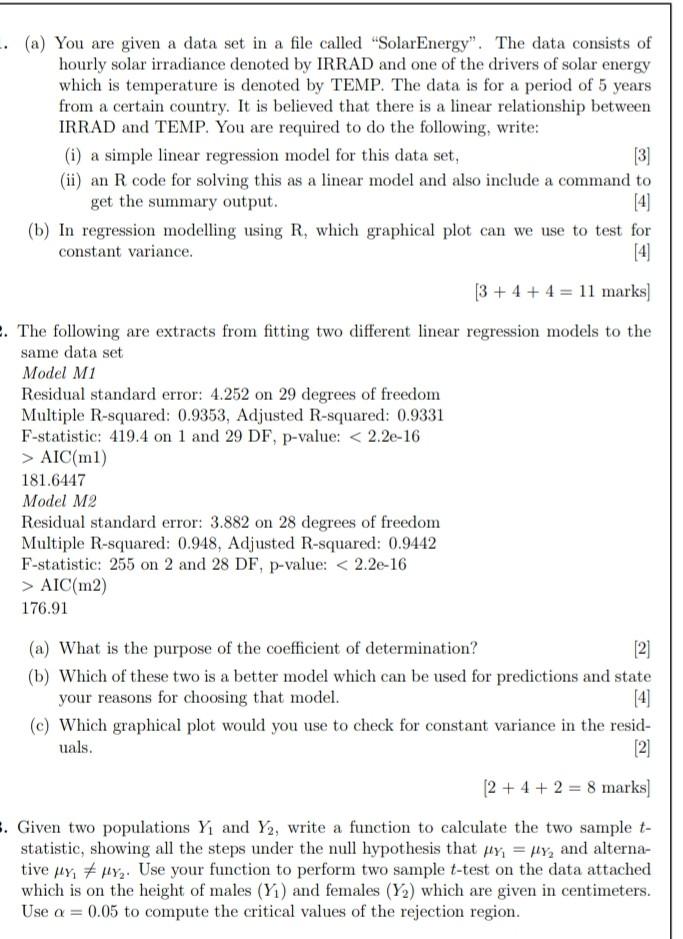 Solved (a) You are given a data set in a file called | Chegg.com