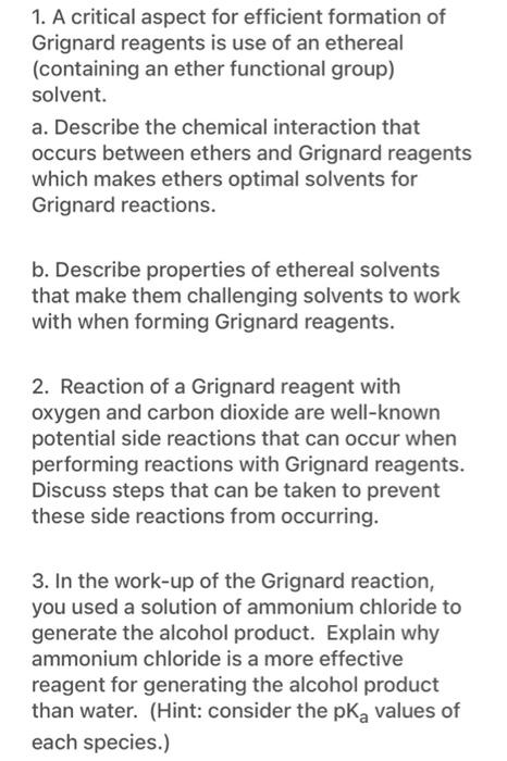 Solved 1. A critical aspect for efficient formation of | Chegg.com