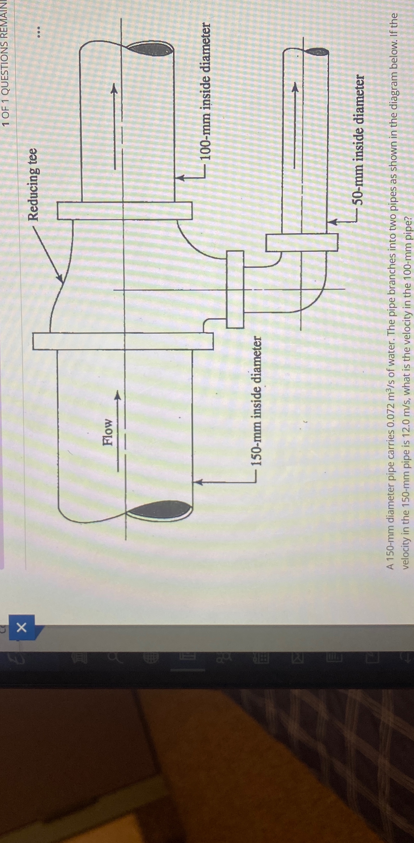 Solved 1 ﻿OF 1 ﻿QUESTIONS REMAINA 150-mm ﻿diameter pipe | Chegg.com