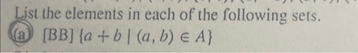 Solved List the elements in each of the following sets. (a) | Chegg.com