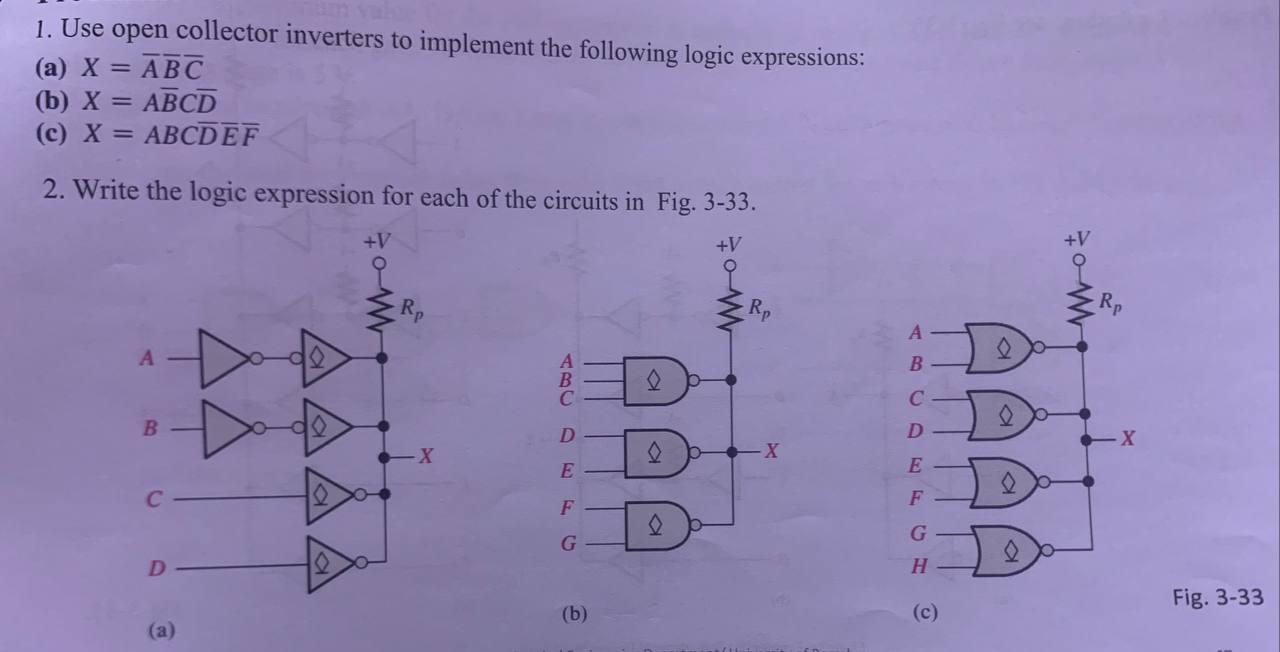 Solved 1. Use open collector inverters to implement the | Chegg.com
