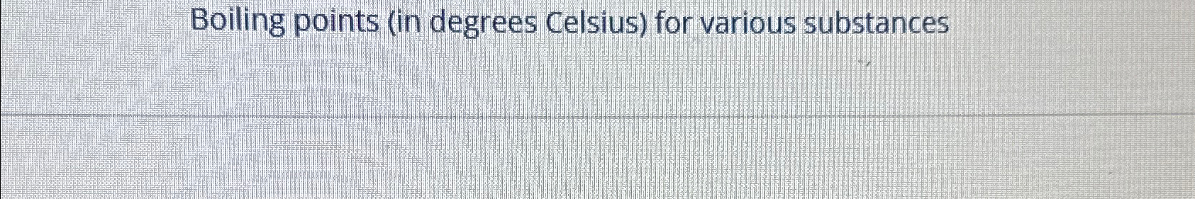 Boiling points (in degrees Celsius) ﻿for various | Chegg.com