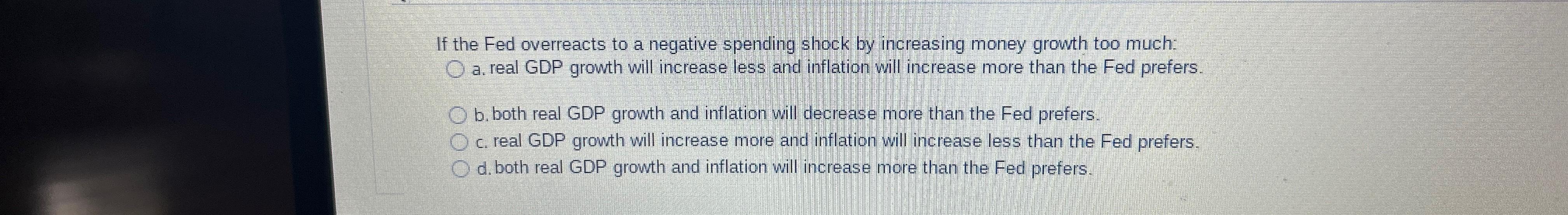 Solved If the Fed overreacts to a negative spending shock by | Chegg.com