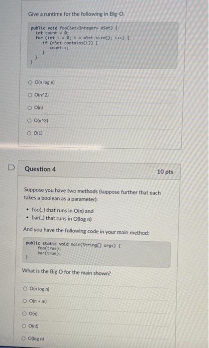 Solved Give a runtime for the following in Big-O. publte | Chegg.com