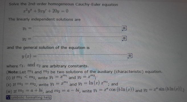 Solved Solve the 2nd-order homogeneous Cauchy-Euler equation | Chegg.com