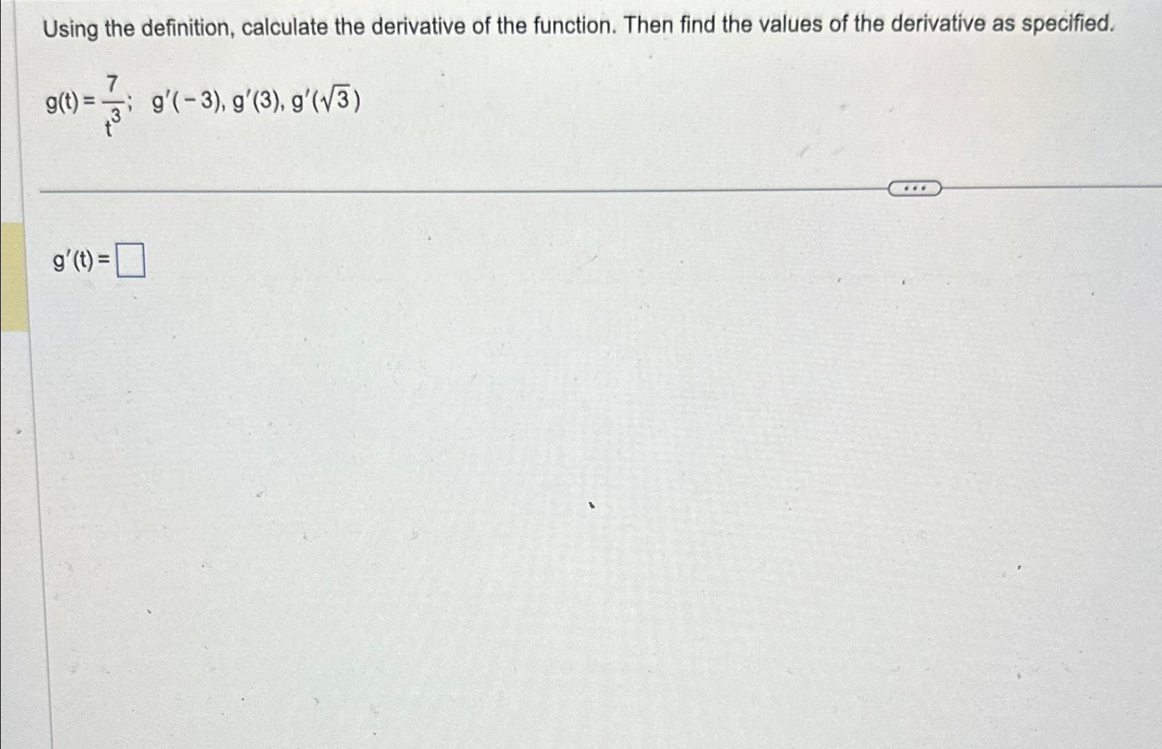 Solved Using the definition, calculate the derivative of the | Chegg.com