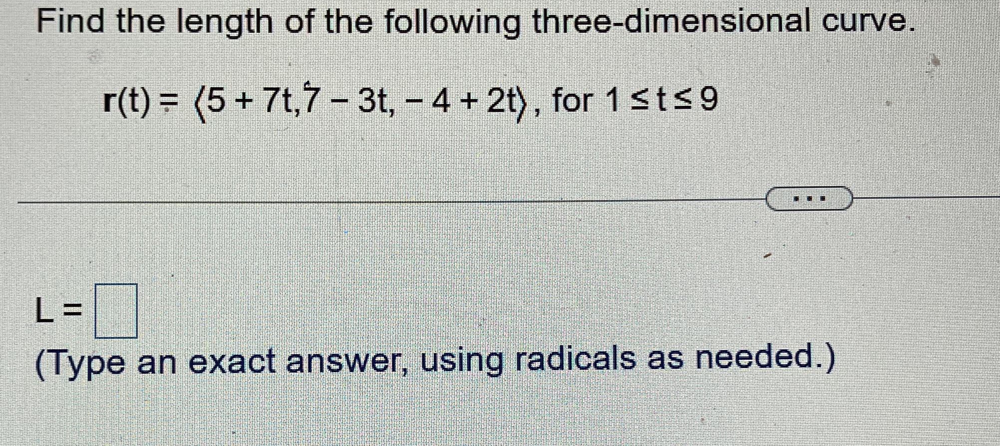 Solved Find the length of the following three-dimensional | Chegg.com