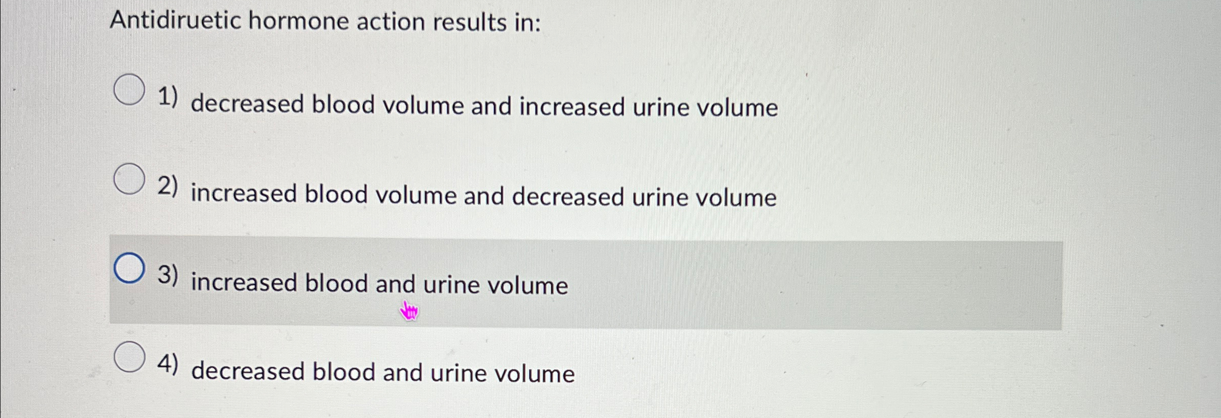 Solved Antidiruetic hormone action results in:decreased | Chegg.com