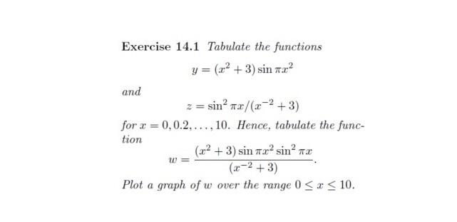Solved Exercise 14.1 Tabulate the functions y=(x2+3)sinπx2 | Chegg.com