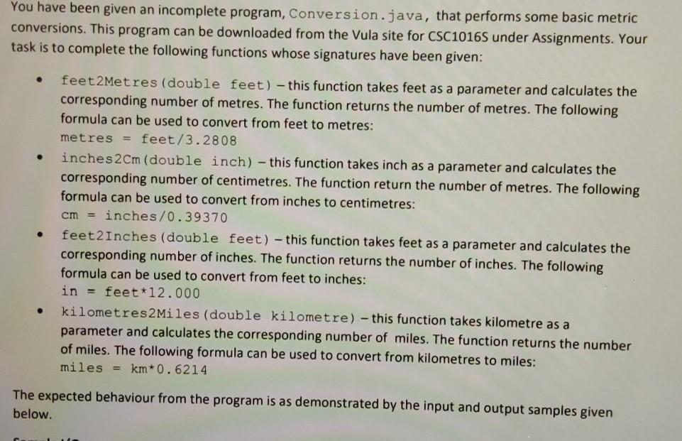Solved You have been given an incomplete program, | Chegg.com