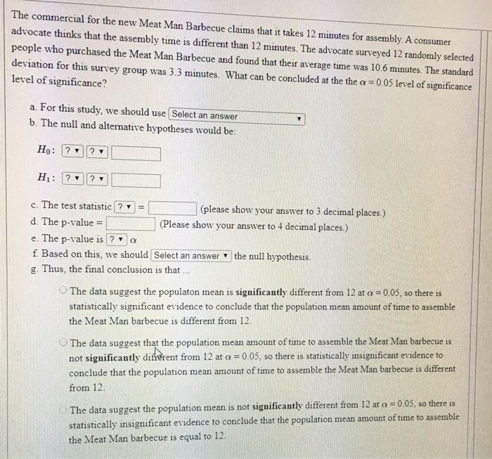 Solved The commercial for the new Meat Man Barbecue claims | Chegg.com