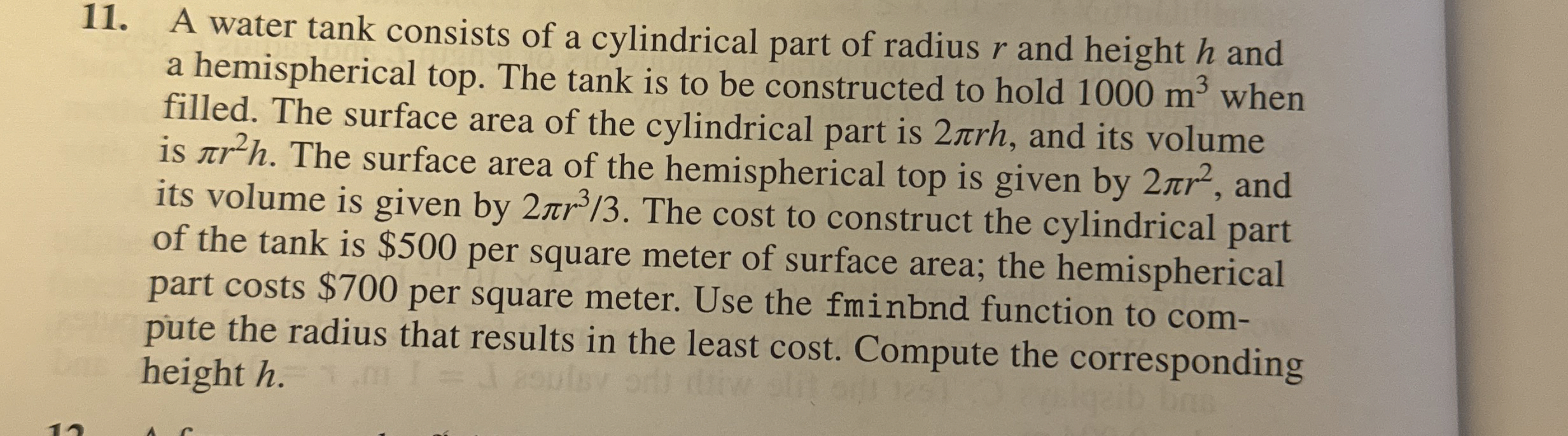 Solved A water tank consists of a cylindrical part of radius | Chegg.com