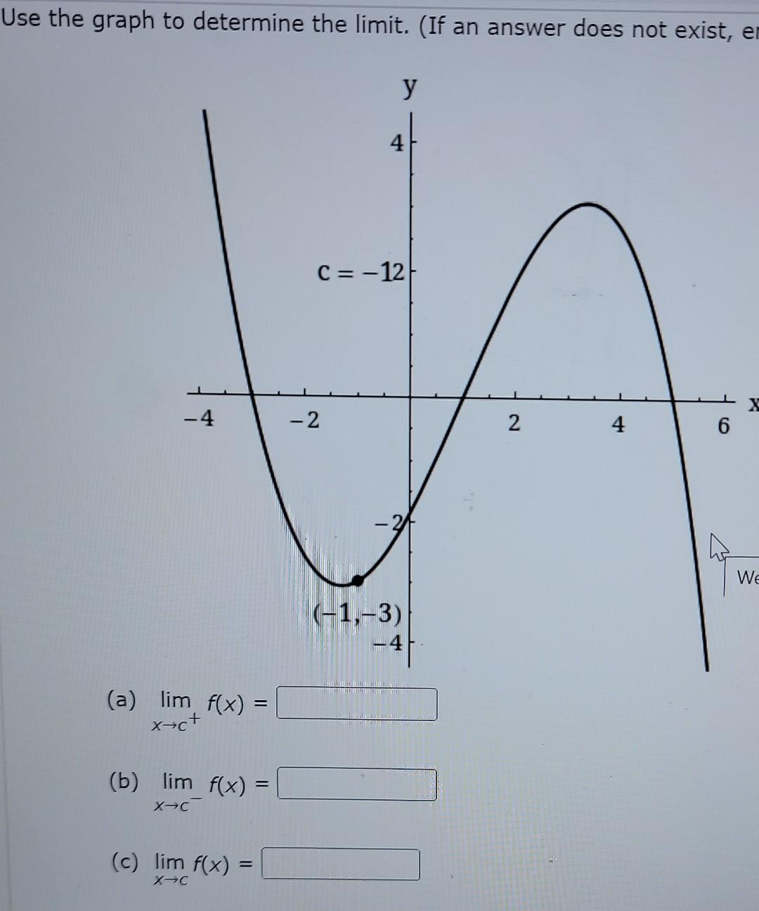 Solved Use the graph to determine the limit. (If an answer | Chegg.com