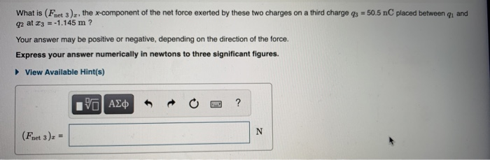 Solved What is (Fnet 3), the x-component of the net force | Chegg.com