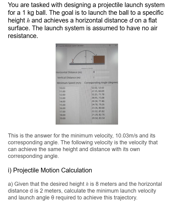 Solved You are tasked with designing a projectile launch | Chegg.com