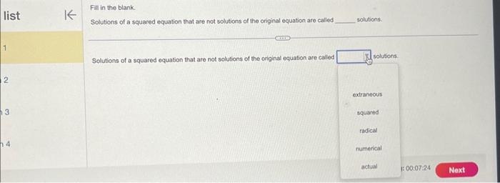 Solved Fill in the blank. Solutions of a squared equation | Chegg.com