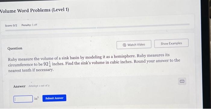 Solved Ruby measure the volume of a sink basin by modeling | Chegg.com