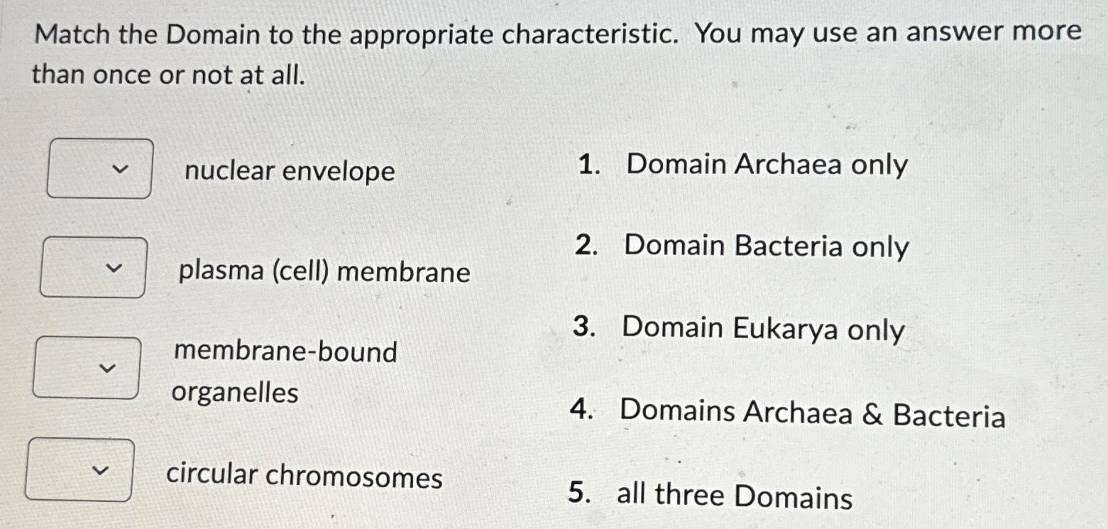 Solved Match the Domain to the appropriate characteristic. | Chegg.com