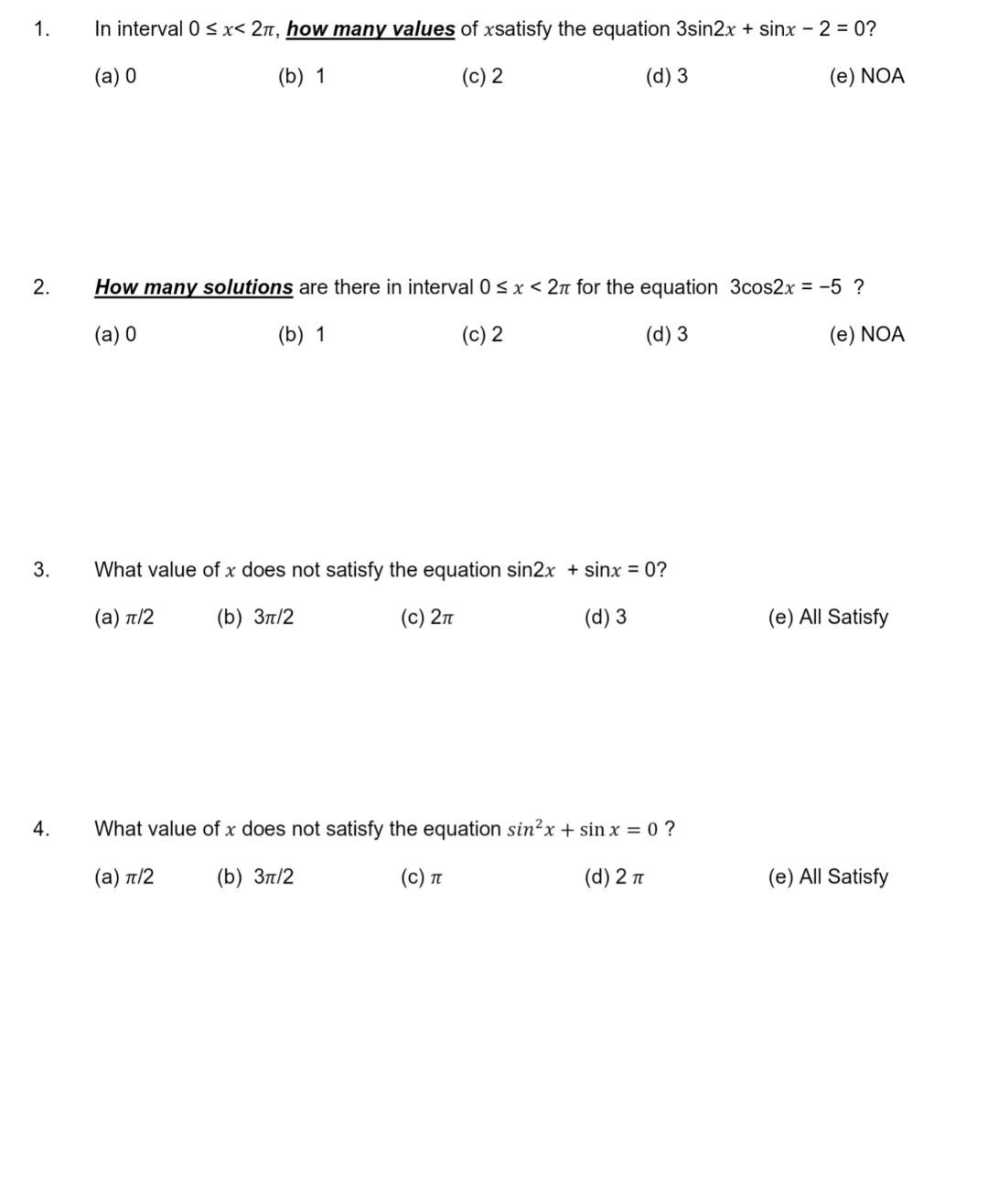 Solved 1. In interval 0≤x