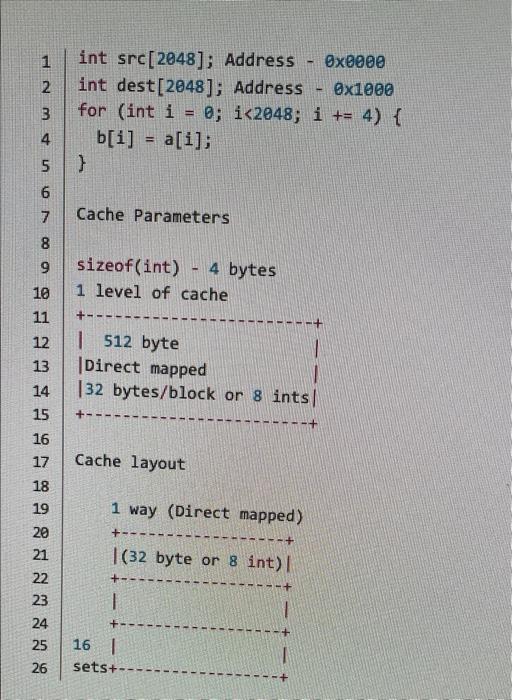 Solved 1 2 3 int src[2048]; Address Ox0000 int dest[2048); | Chegg.com