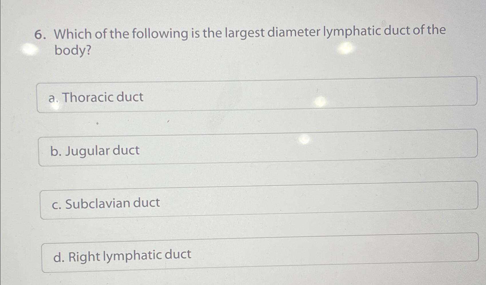 Solved Which of the following is the largest diameter | Chegg.com
