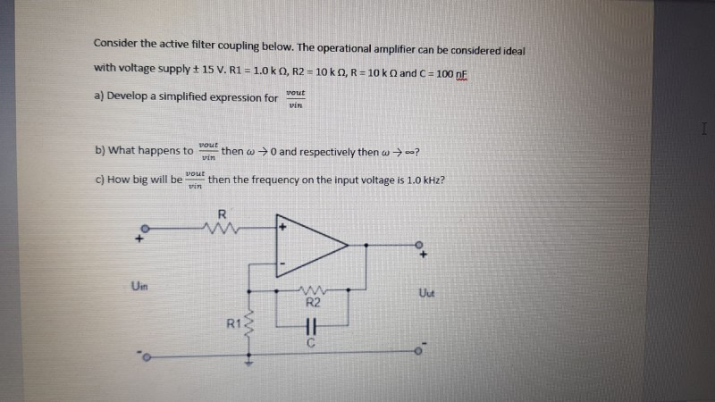 Solved Consider the active filter coupling below. The | Chegg.com