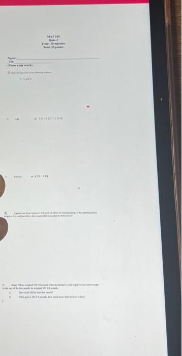 1 2) 3) Name: ID: (Show your work) 1) Find GCF and | Chegg.com