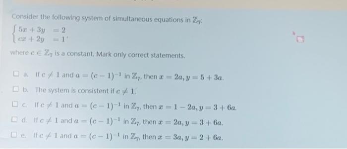 Solved Consider the following system of simultaneous | Chegg.com
