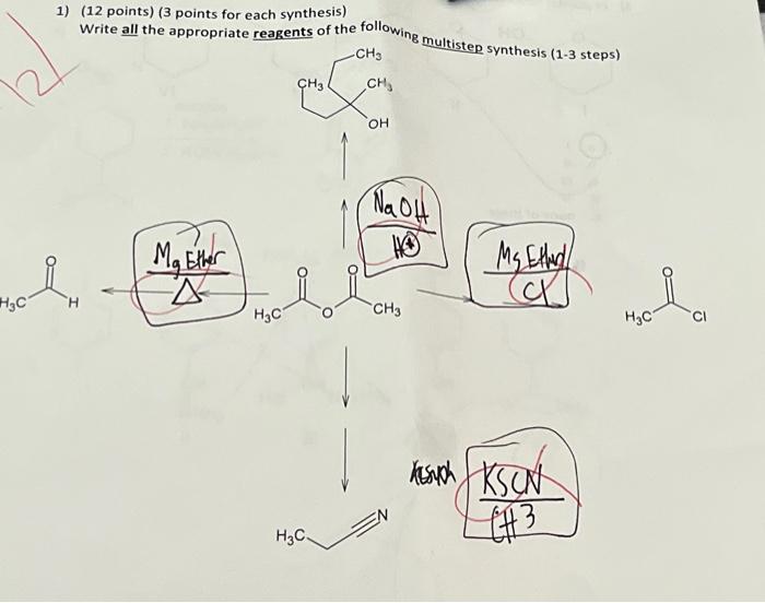 Solved 1) (12 points) (3 points for each synthesis) Write | Chegg.com