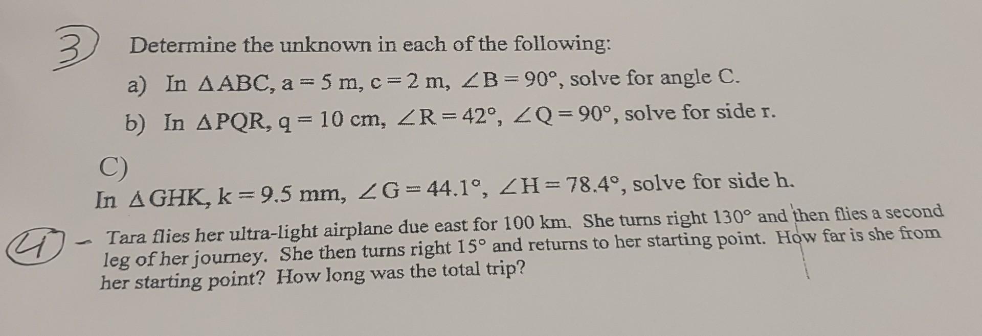Solved Determine the unknown in each of the following: a) In | Chegg.com
