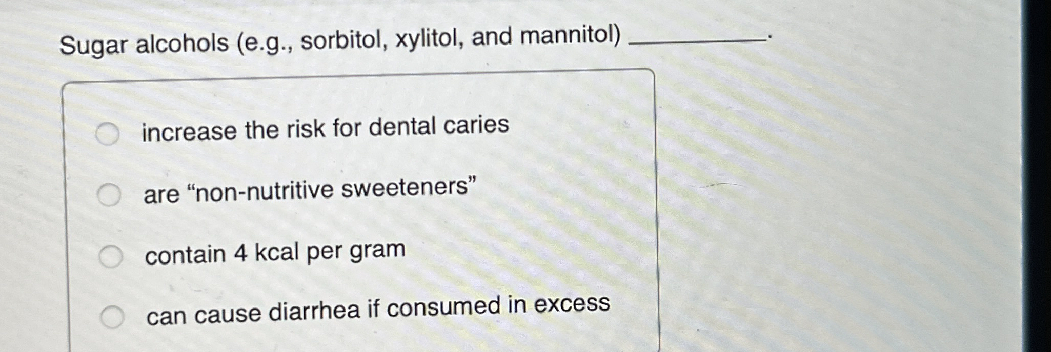 Solved Sugar alcohols (e.g., ﻿sorbitol, xylitol, and | Chegg.com
