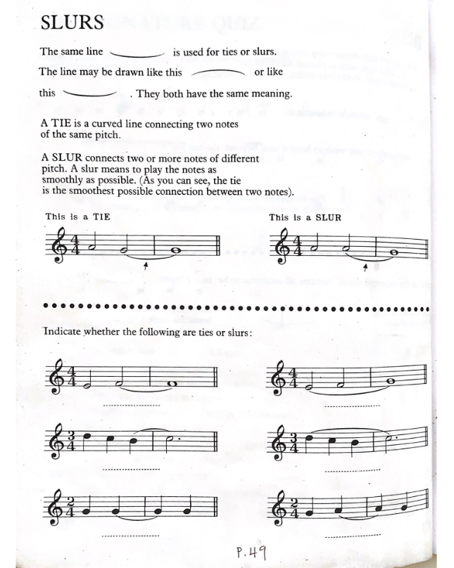 Solved SLURSThe same lineis used for ties or slurs.The line | Chegg.com