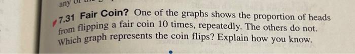 Solved 7.31 Fair Coin? One of the graphs shows the | Chegg.com