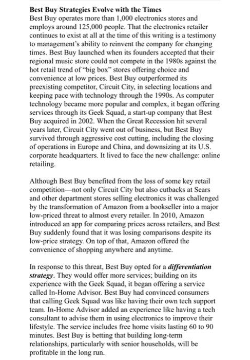 Solved Best Buy Strategies Evolve with the Times Best Buy | Chegg.com