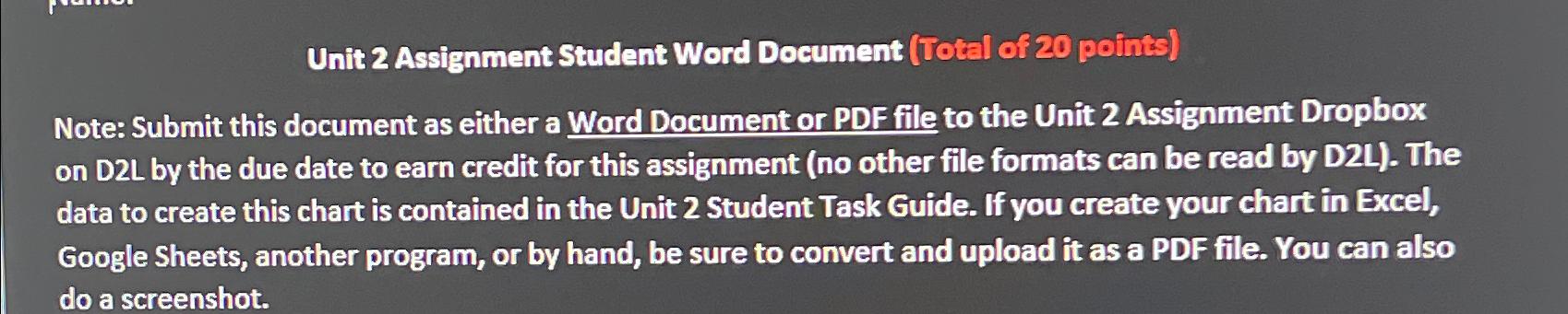 Solved Unit 2 ﻿Assignment Student Word Document (T̄otal of | Chegg.com