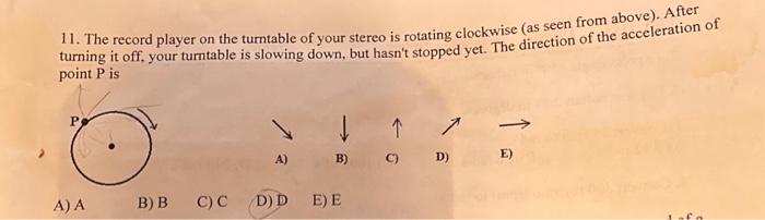 Solved 11. The record player on the turntable of your stereo | Chegg.com